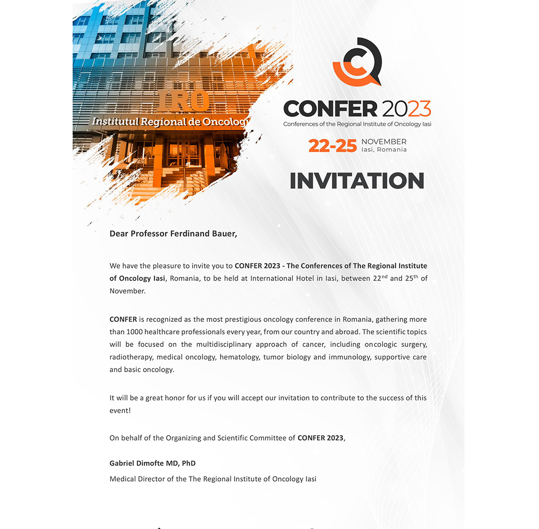 CONFER 2023 - THE CONFERENCES OF THE REGIONAL INSTITUTE OF ONCOLOGY ...